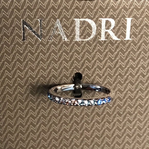 Nadri | Jewelry | Nadri Aqua Crystal Rhodium Band Ring | Poshmark
